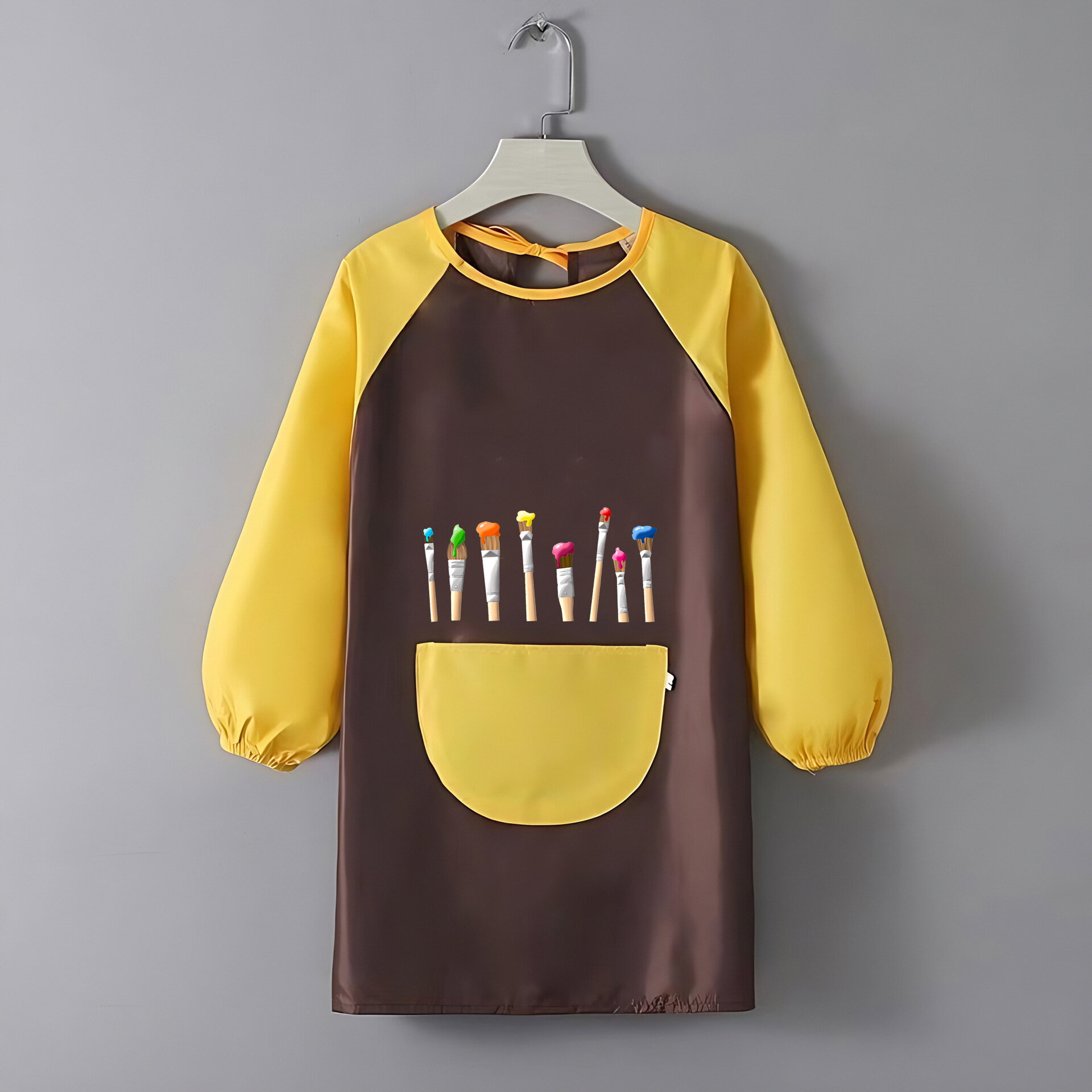 Детский фартук для рисования, водонепроницаемый и устойчивый к пятнам халат с длинными рукавами, одежда для детского сада, защитная одежда с индивидуальным принтом для еды.