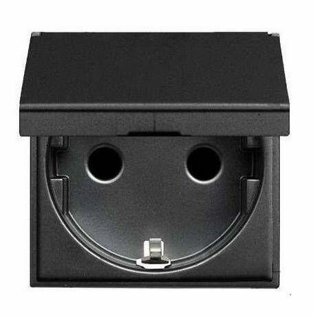 Розетка 220В с/з с крышкой со шторками, 16А / 250В ABB Zenit, антрацит (N2288.1 AN) 2CLA228810N1801