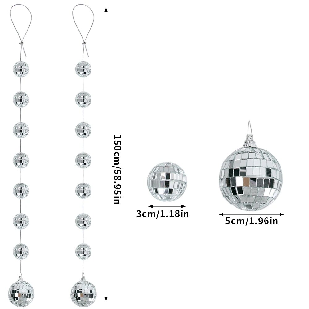 Серебряная диско-гирлянда 150см, 1pc