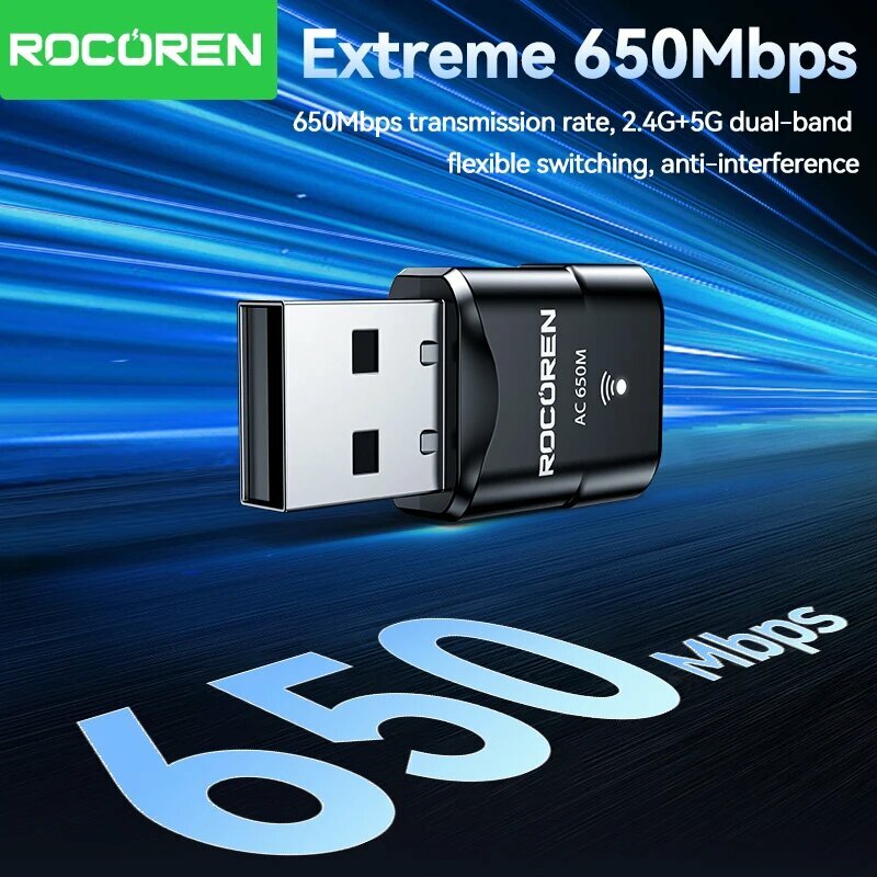 Rocoren USB Wi-Fi адаптер 650 Мбит/с — фото 1