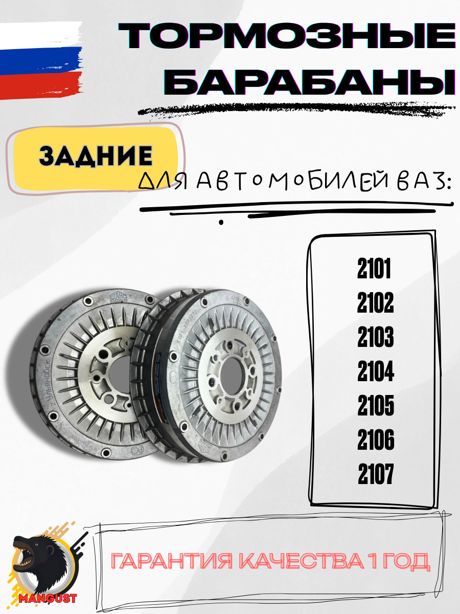 Комплект задних тормозных барабанов "Шанс+" (2шт.) ВАЗ 2101-2107 "Жигули"