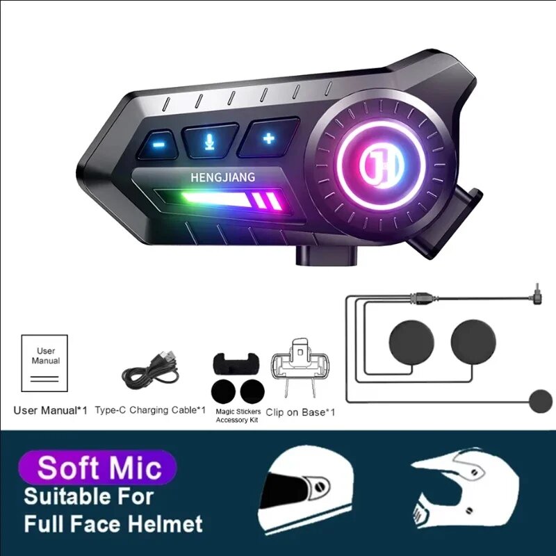 Мотогарнитура Bluetooth с мягким микрофоном, Цвет: 1pc soft mic
