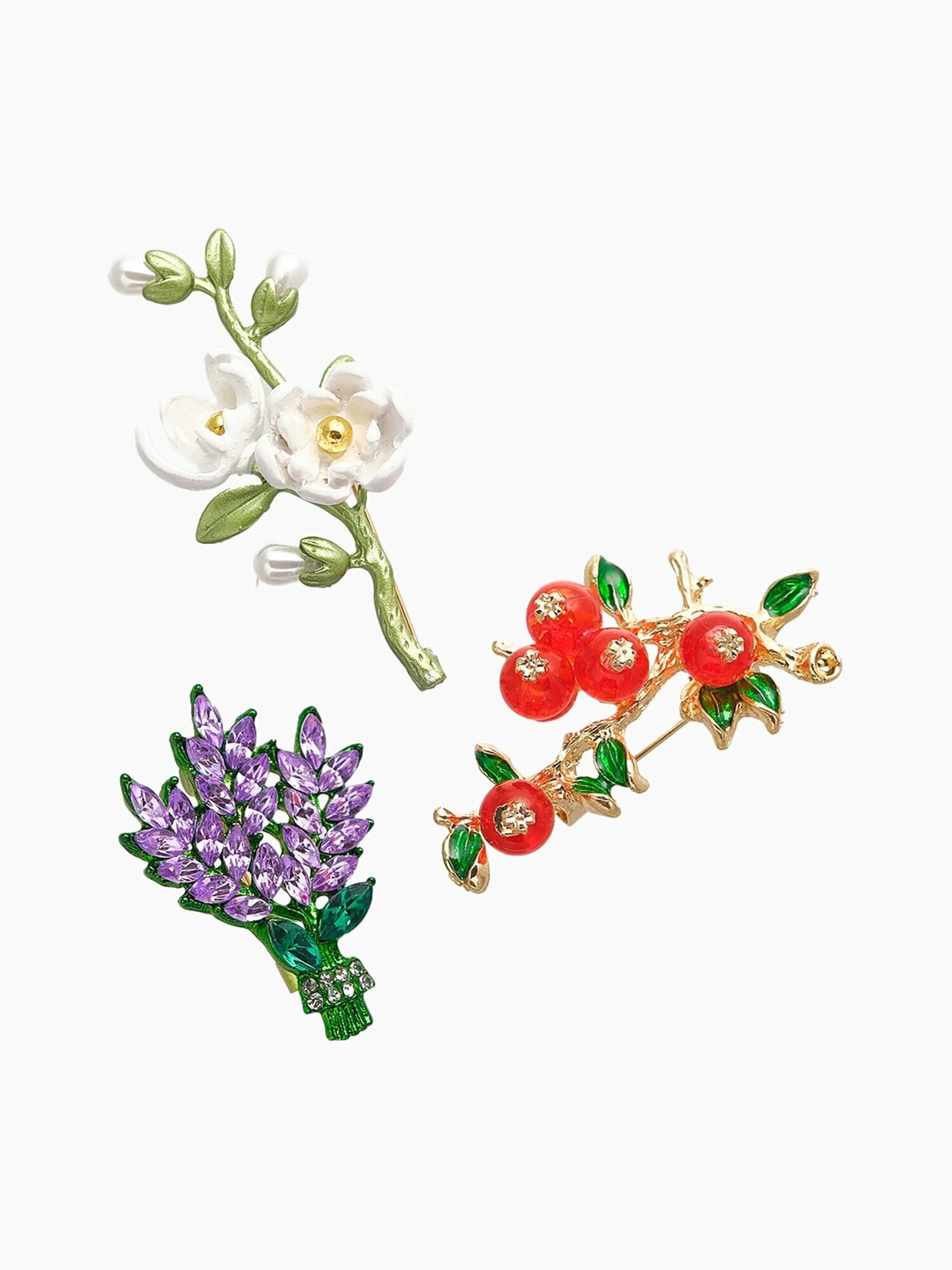 Комплект брошей, стразы, эмаль