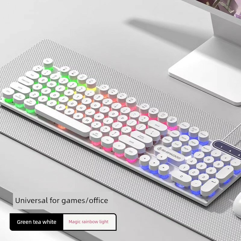 High-Quality, Dazzling Steampunk Mechanical Keyboard with a Retro 104-Key Wired Design, Suitable for Gaming, Office