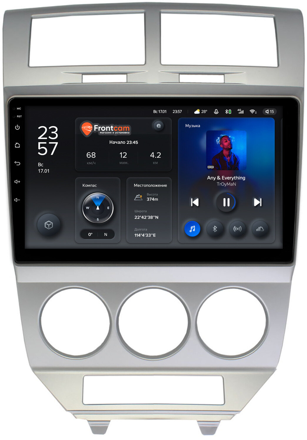 Штатное головное устройство Dodge Caliber 2006-2009 Teyes X1 4G 4/64 10 дюймов RM-10-721 на Android 10 (4G-SIM, DSP)