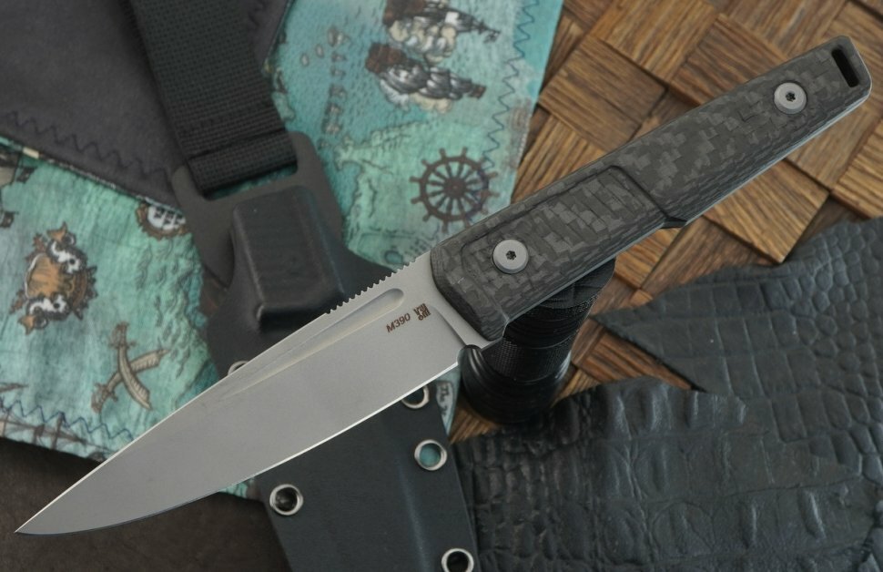 Мастерская Ульданова нож Осетр, сталь M390, рукоять карбон