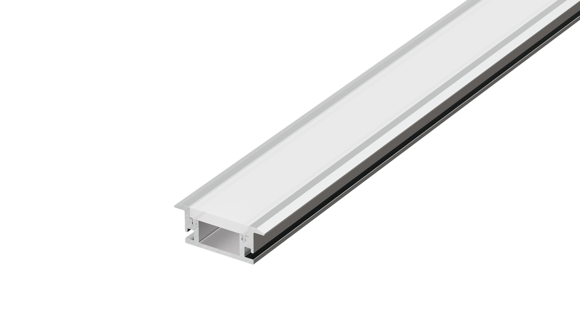 Напольный врезной профиль 28х11мм, длина 2 метра, матовый экран, 4 заглушки, цвет алюминий, Donel