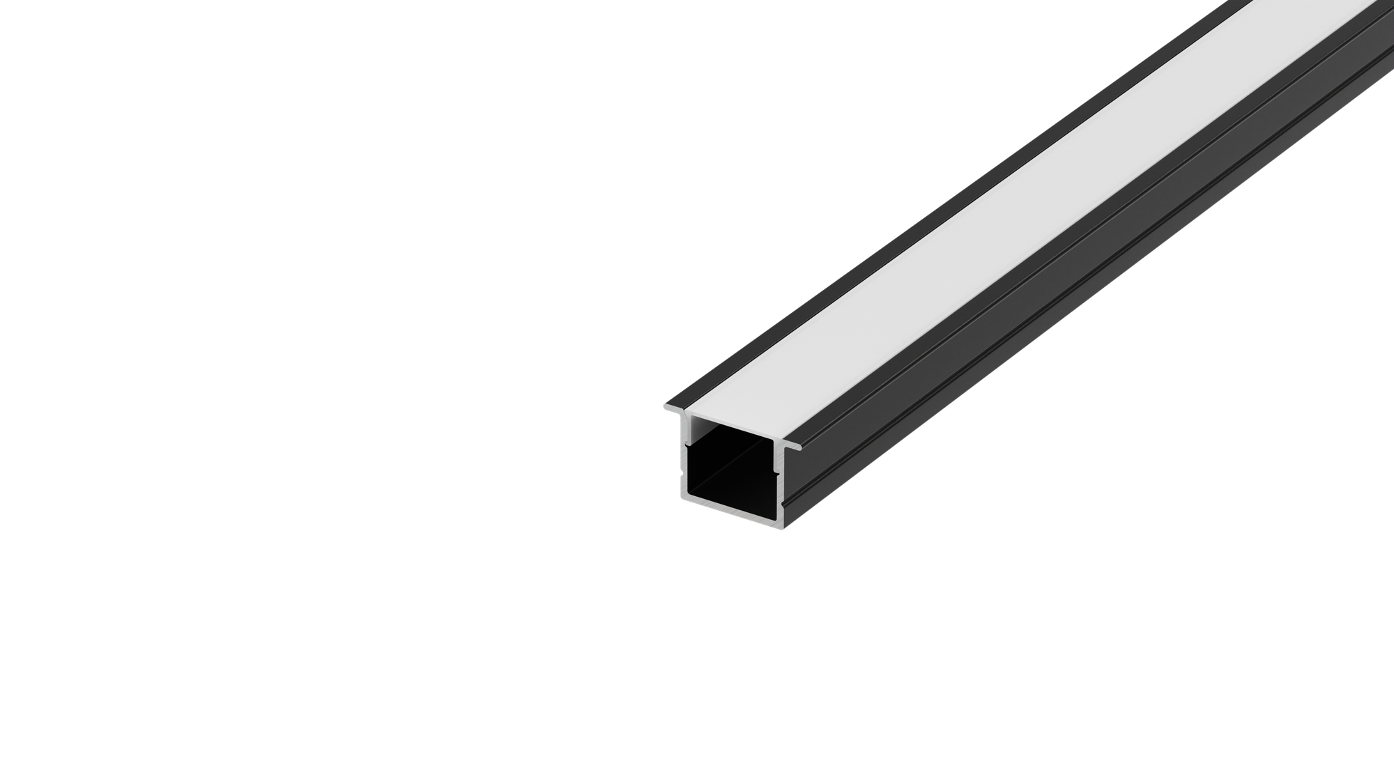 Встраиваемый профиль 15,9х10мм, длина 2 метра, матовый экран, 4 заглушки, 4 крепежа, цвет черный, Donel