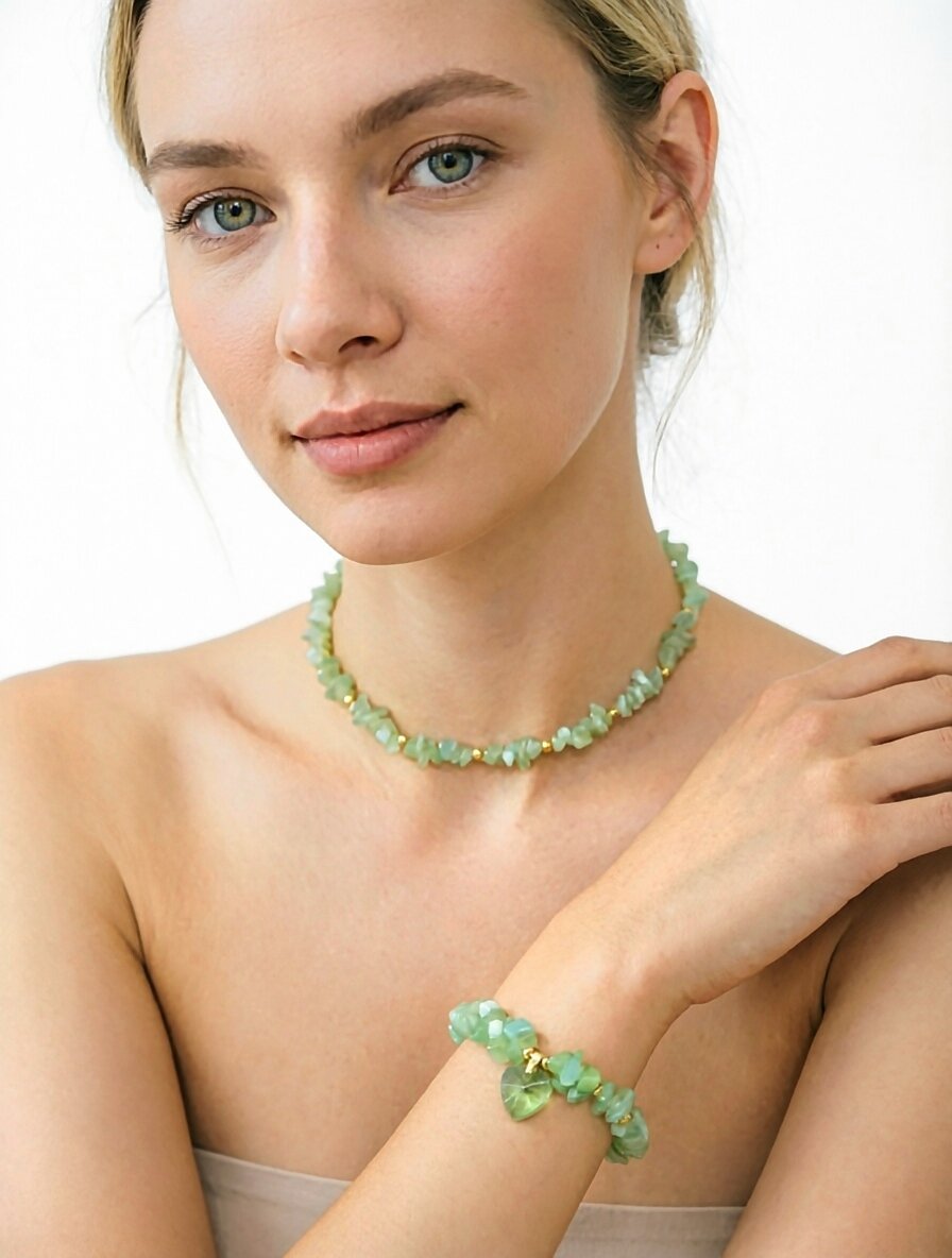 Комплект бижутерии ENJOY Украшения из камней: браслет, чокер, кошачий глаз