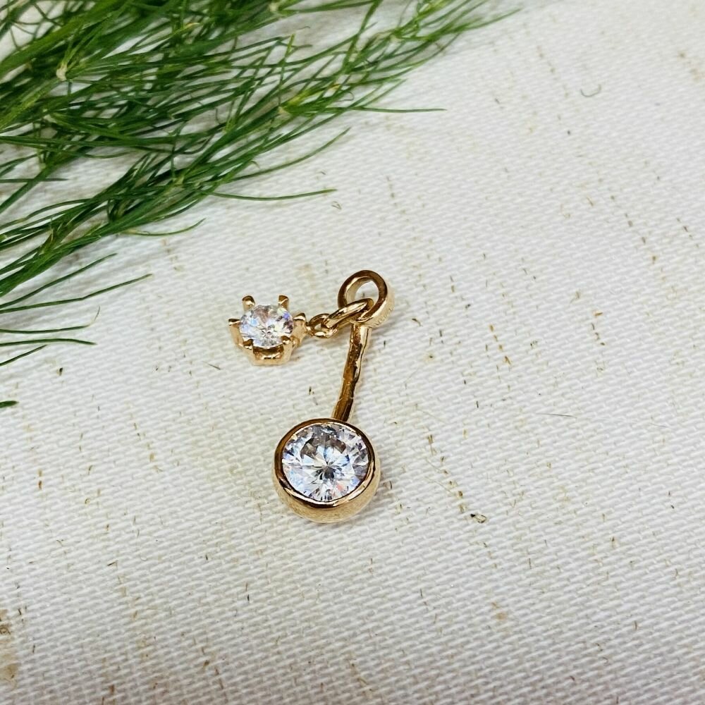 Пирсинг в пупок, красное золото, 585 проба