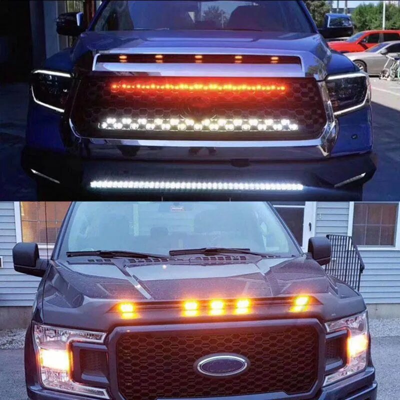 Лампа автомобильная HWS-C08 светодиодная решетка 3шт Дымчатая линза янтарного цвета для F150 Raptor 12V
