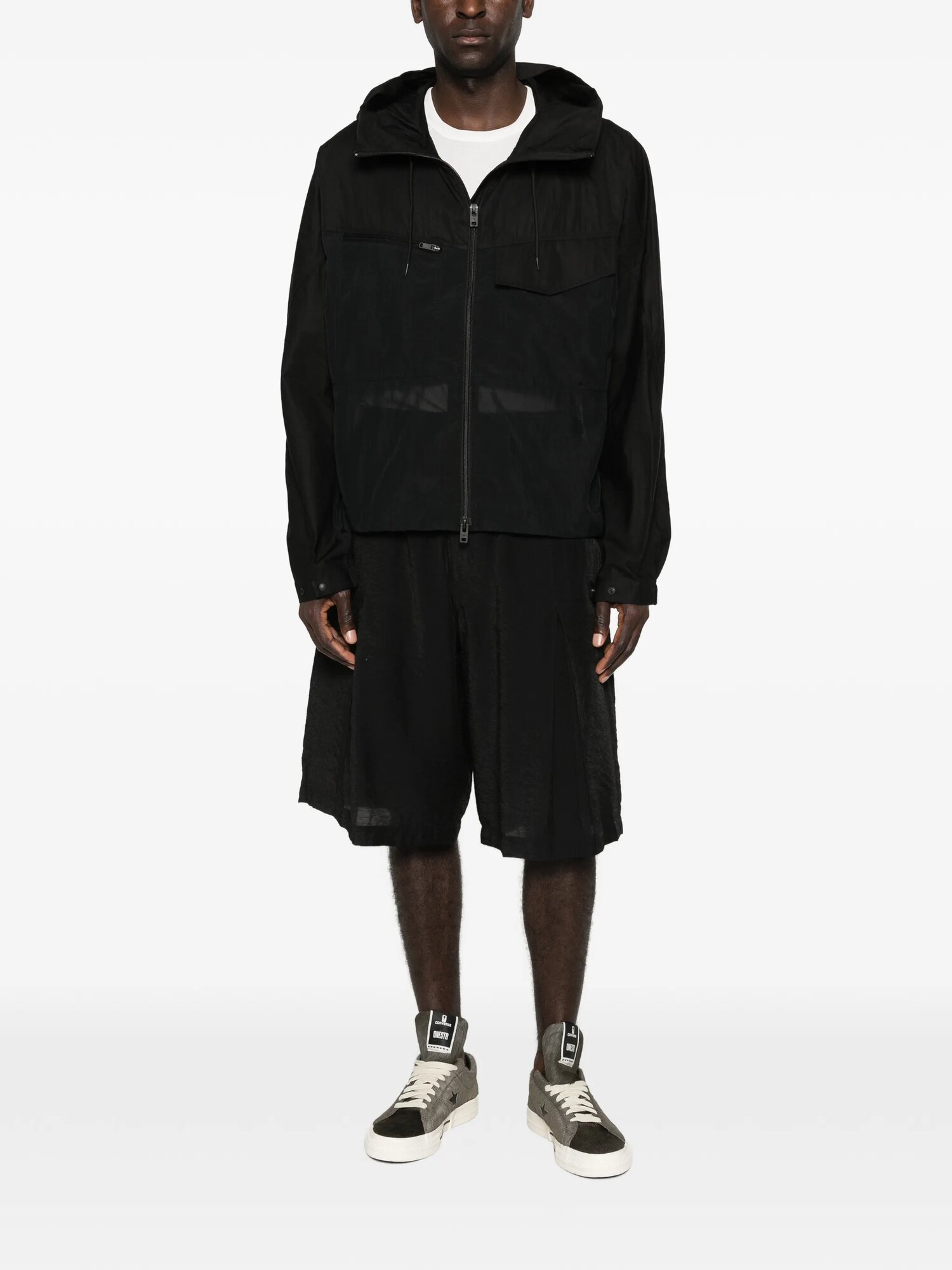 Куртка Y-3 Hooded zipped jacket, размер M, black/black — фото 1