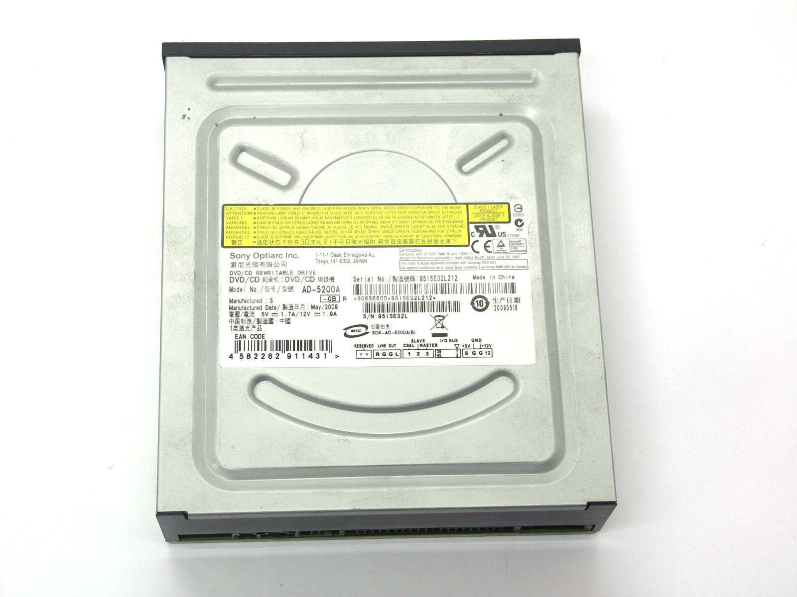 Оптический привод DVD +R/RW CD-R/RW Sony Optiarc AD-5200A (IDE) black