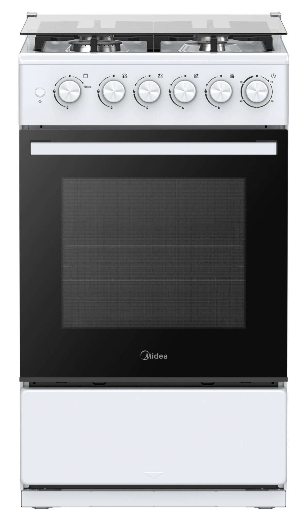 Плита газовая MIDEA MFO-M4G20T0E(WH) белый, полный г/контроль