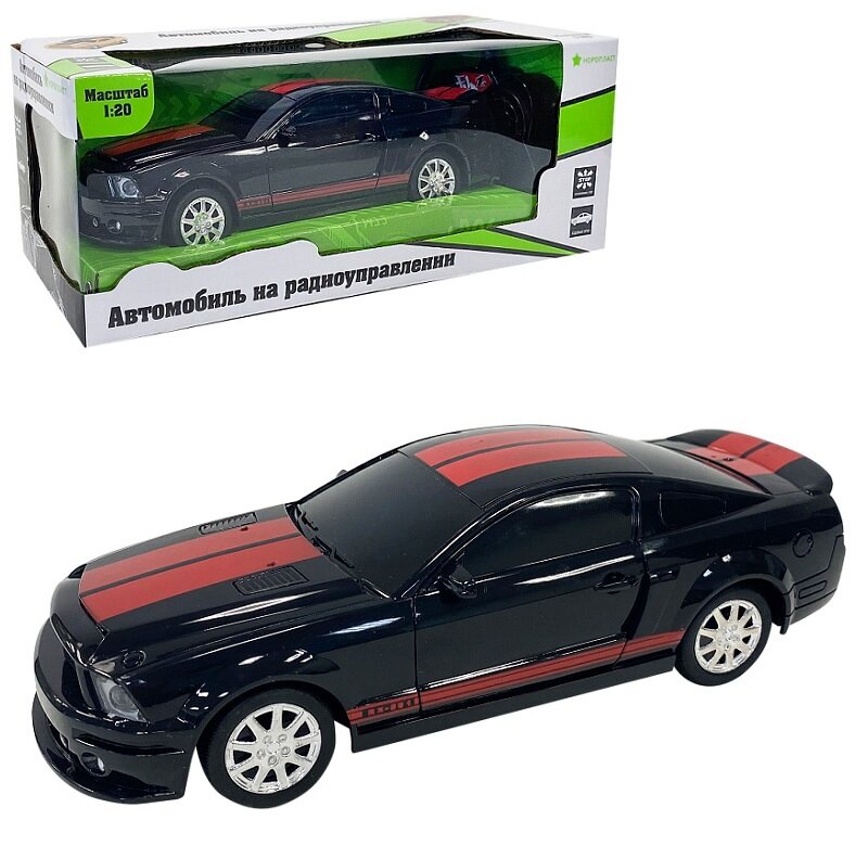 Нордпласт. Автомобиль радиоуправляемый, со световыми фарами, черный, масштаб 1:20