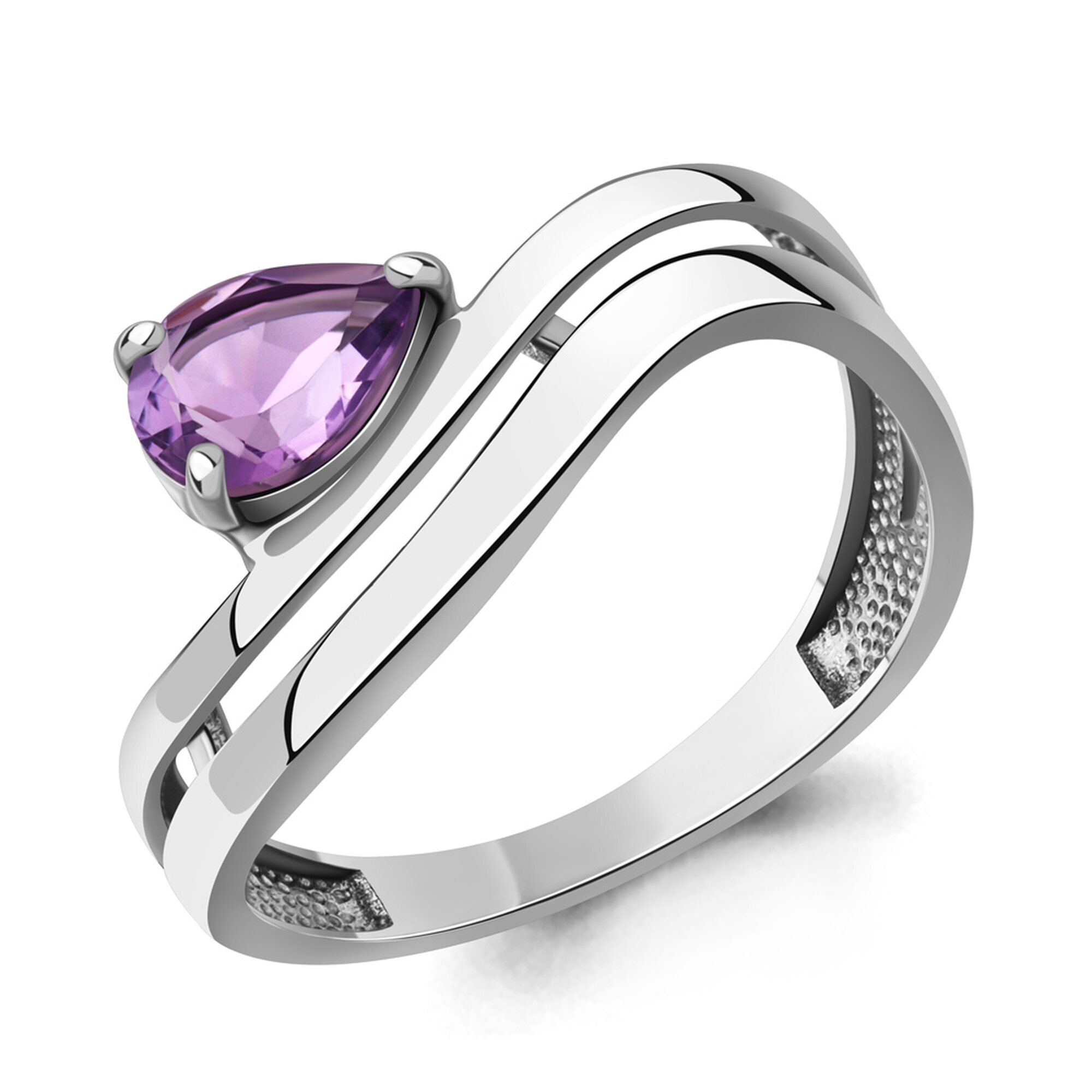 Кольцо, серебро, 925 проба, родирование, аметист