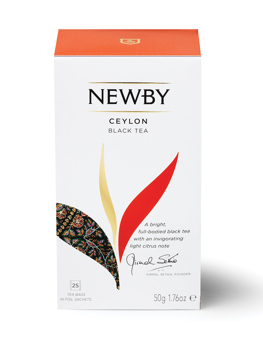 Чай Newby "Цейлон", чёрный, 25 пакетиков, 1/50 г, в картонной упаковке