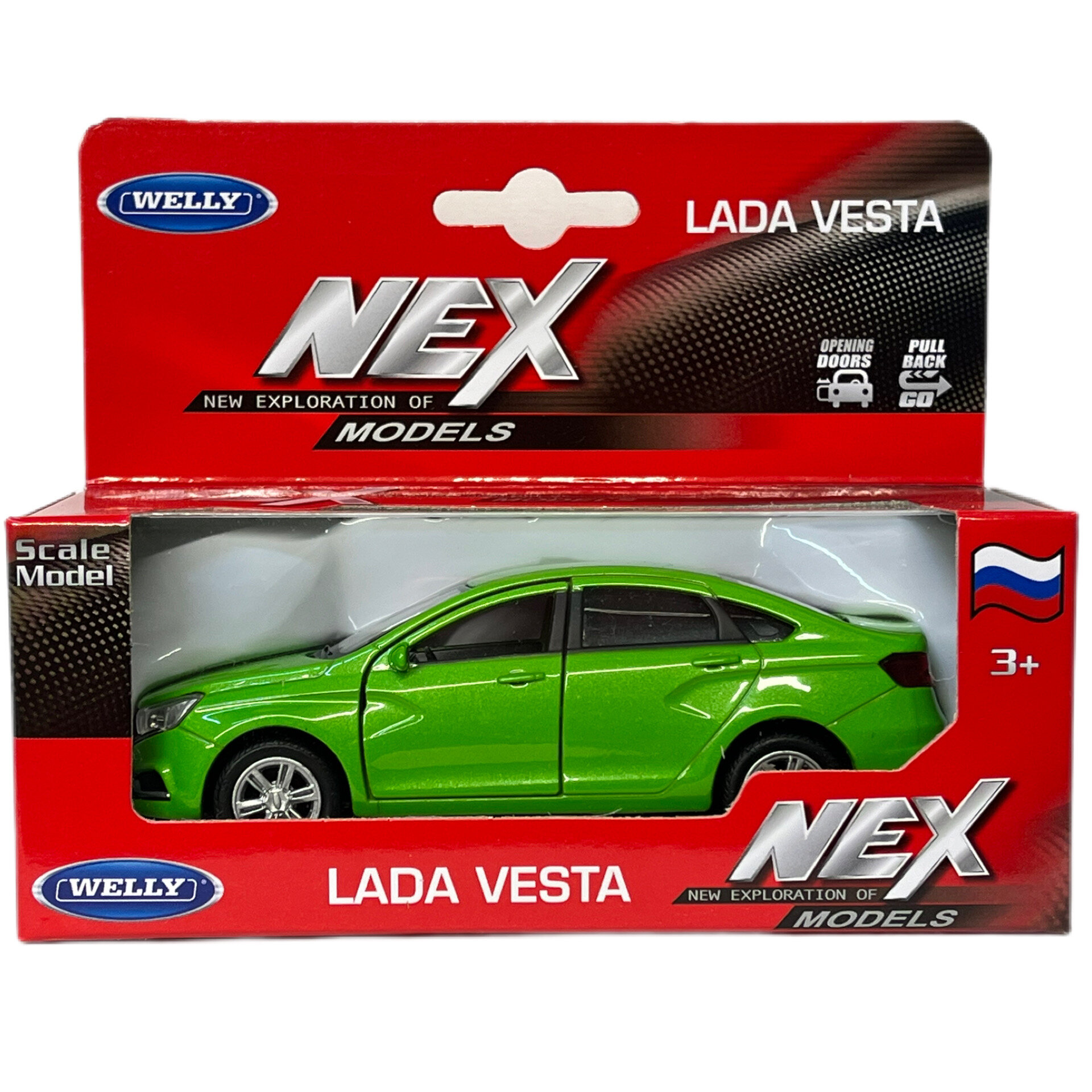 Модель машины Welly 1:38 LADA Vesta салатовый 43727 металл инерционная