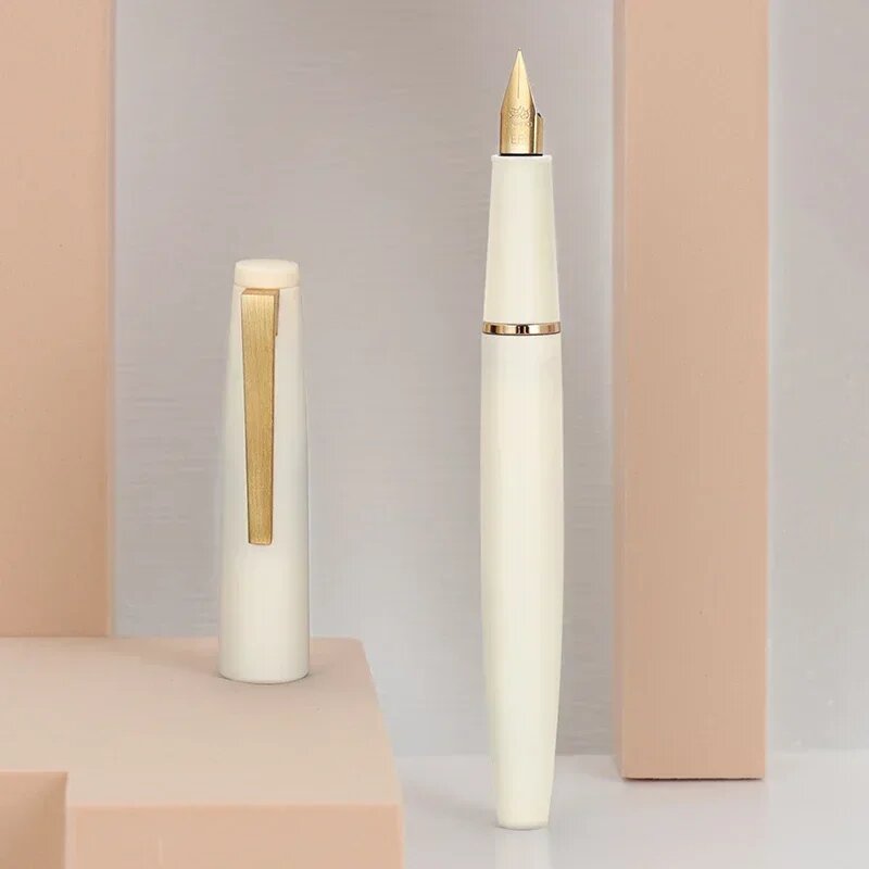 Перьевая ручка JINHAO 80 бежевая с пером F, Gold-White