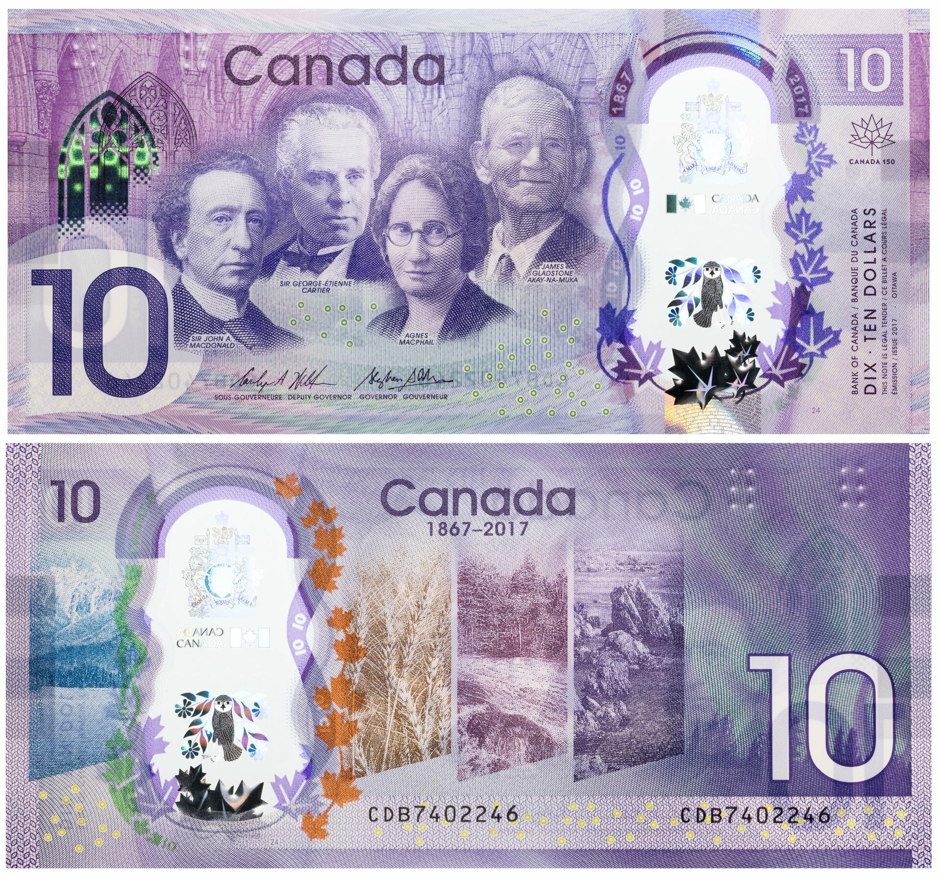 Канада - "10 долларов 2017 2018 юбилейная "150 лет Конфедерации" Pick 112 полимер