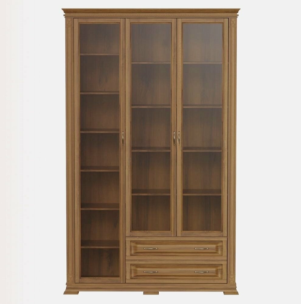 Шкаф книжный распашной из сосны Верди Premium 105, 150x45x240 клас. орех 2