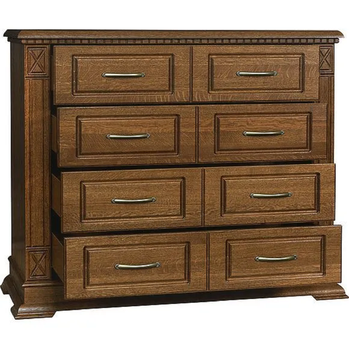 Комод Верди PREMIUM 020, шариковые направляющие, 8 ящиков, классический орех 3.