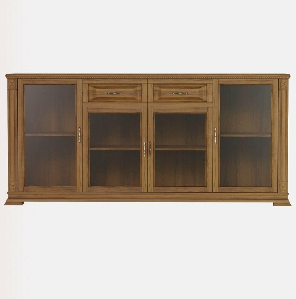 Комод - витрина из сосны Верди PREMIUM 107 (стекло), 200x45x90 клас. орех 2