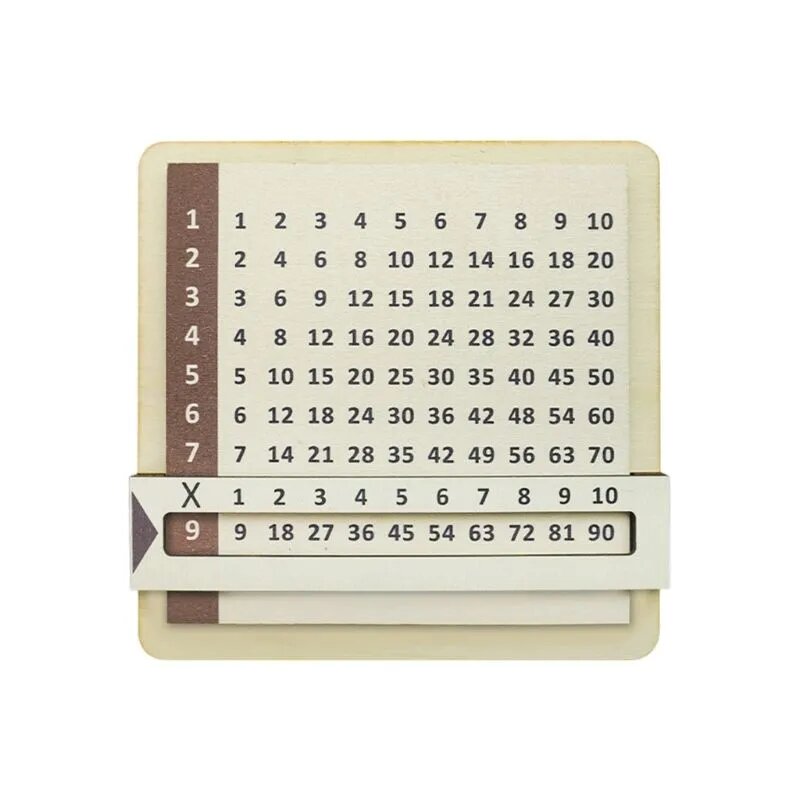 (1 шт.) Обучающая таблица умножения со слайдером, деревянная - OPP пакет