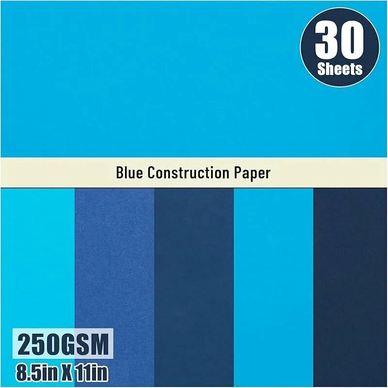 30 листов синего картона BigOtters, 8.5 x 11 дюймов, синяя строительная бумага, цветной карточный материал для художественных поделок и скрапбукинга