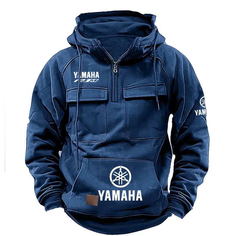 Мужская толстовка Yamaha синяя с капюшоном