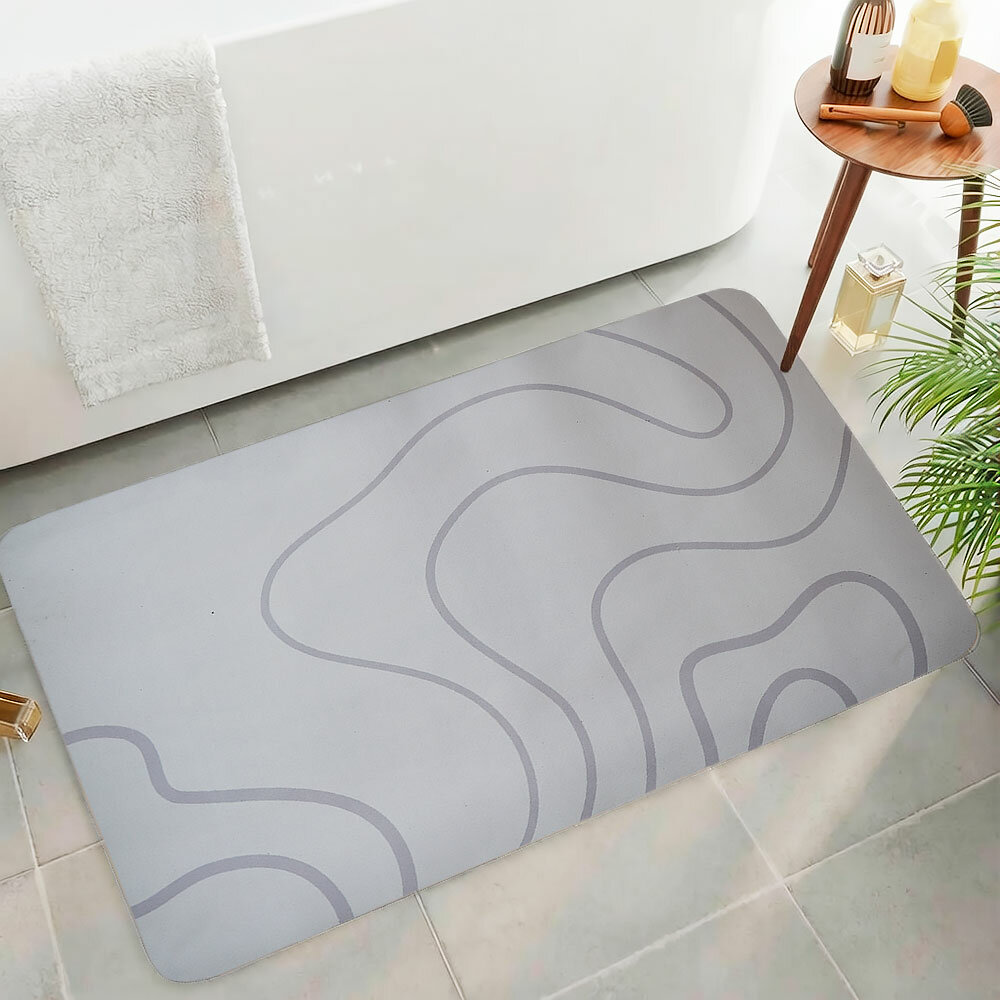 Коврик диатомитовый Roomis G-6, 60x100 см, влаговпитывающий, светло-серый, антискользящая основа