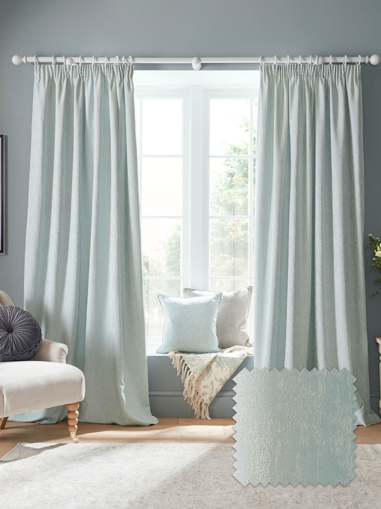 Шторы с ленточной завязкой Laura Ashley Whinfell Headertape, размер 168х229 см, цвет голубой, E17-172_2