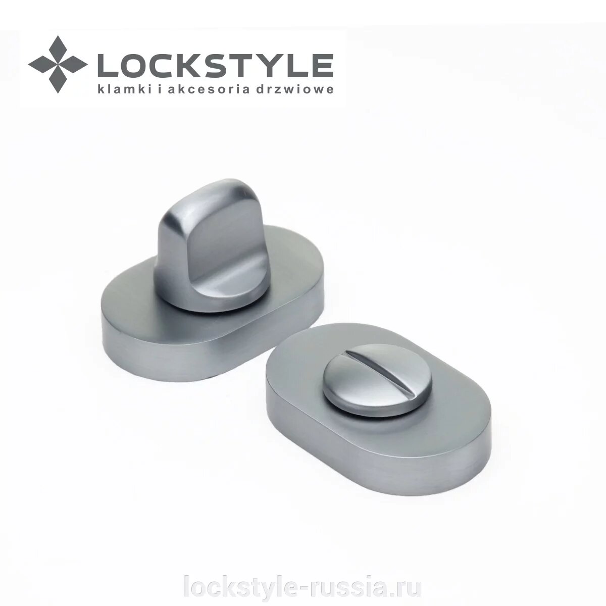 Накладка дверная с поворотной кнопкой, фиксатор LOCKSTYLE WC MOV цвет CBM (матовый хром), 020223500