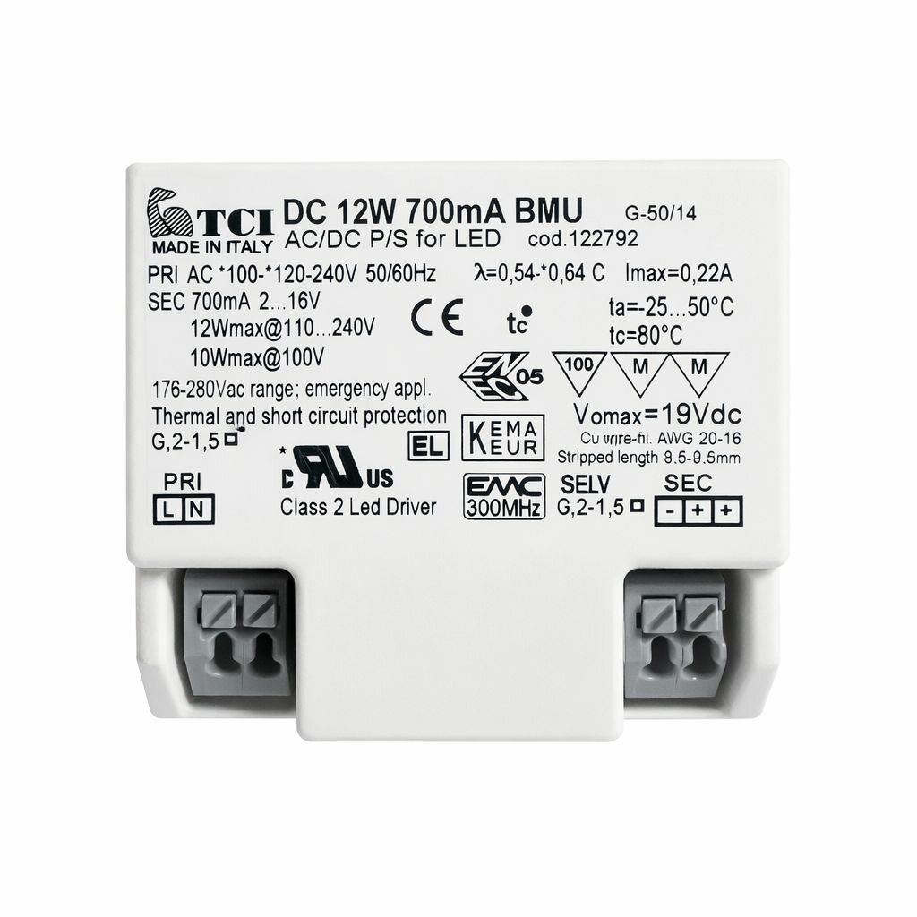 TCI Драйвер для светодиодов 122792 DC 12w 700mA BMU 16V