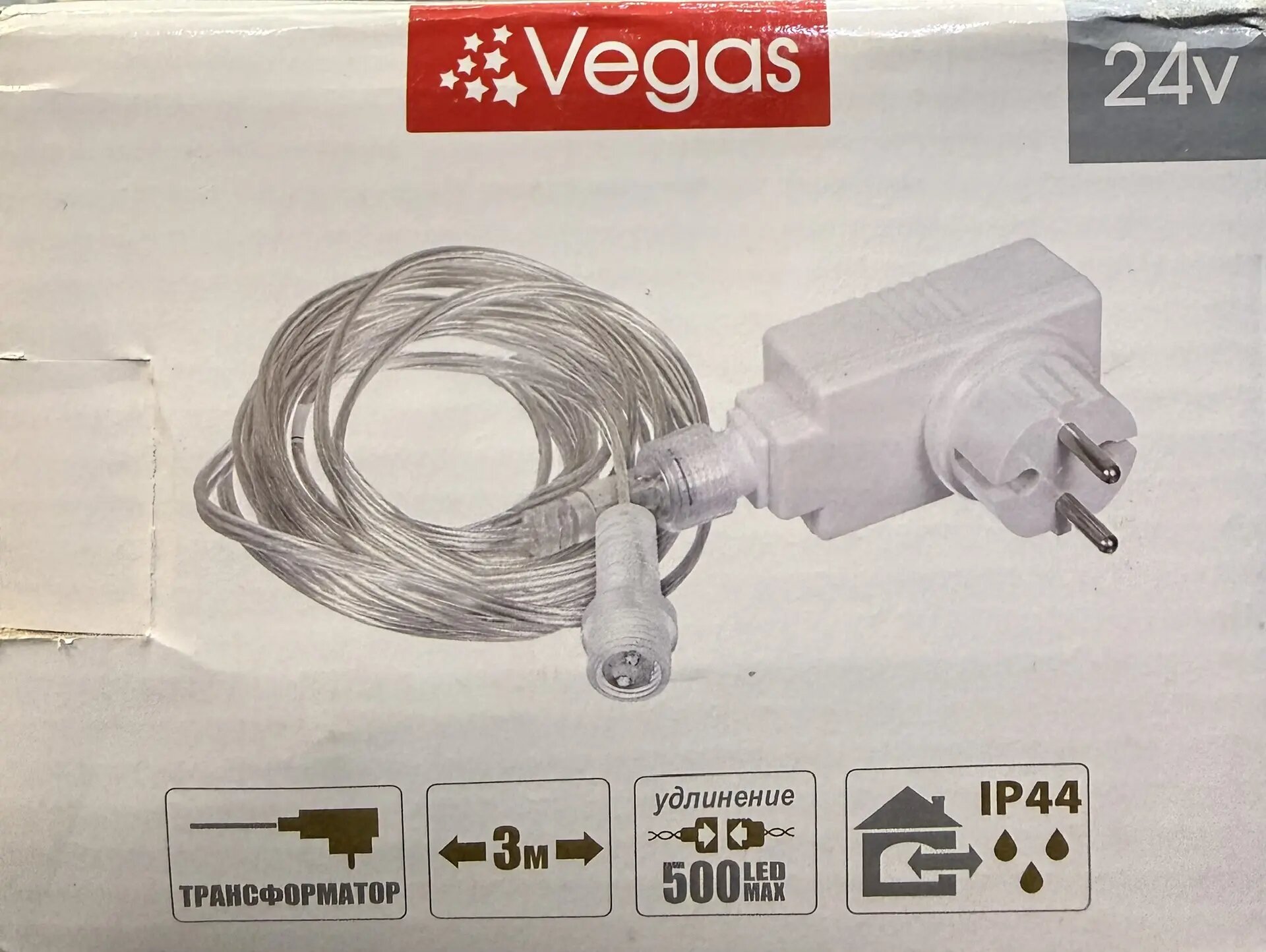 Блок питания Vegas 55045, IP44, для LED, мощность 12Вт, для гирлянды до 500 ламп
