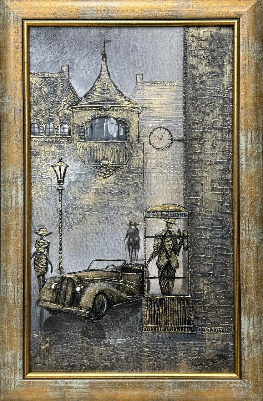 Картина "Важный разговор", Лукаш Юрий, масло, холст, 50x30см