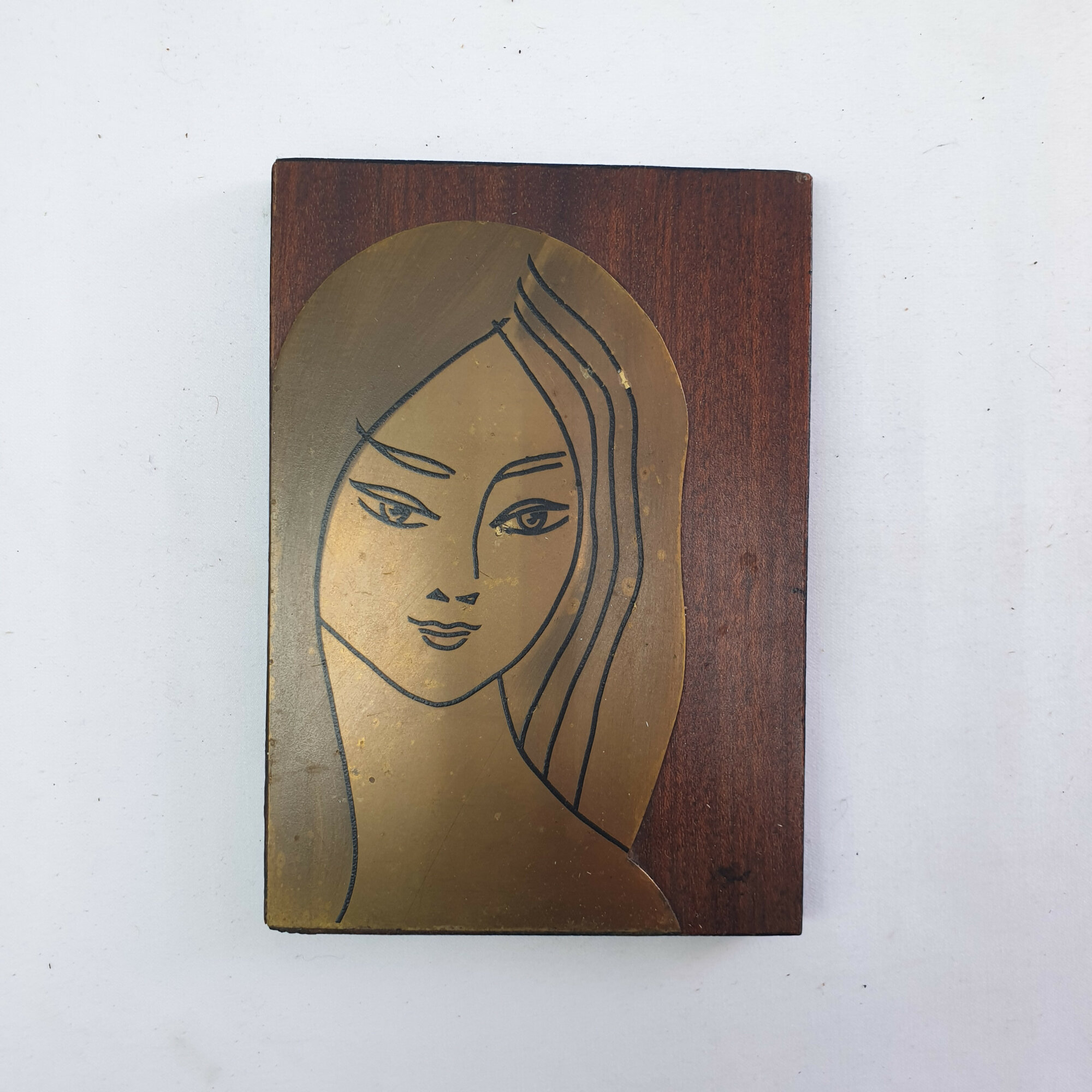 Винтажное панно Юность размеры 14х19 см, дерево, металл. Винтаж, СССР.