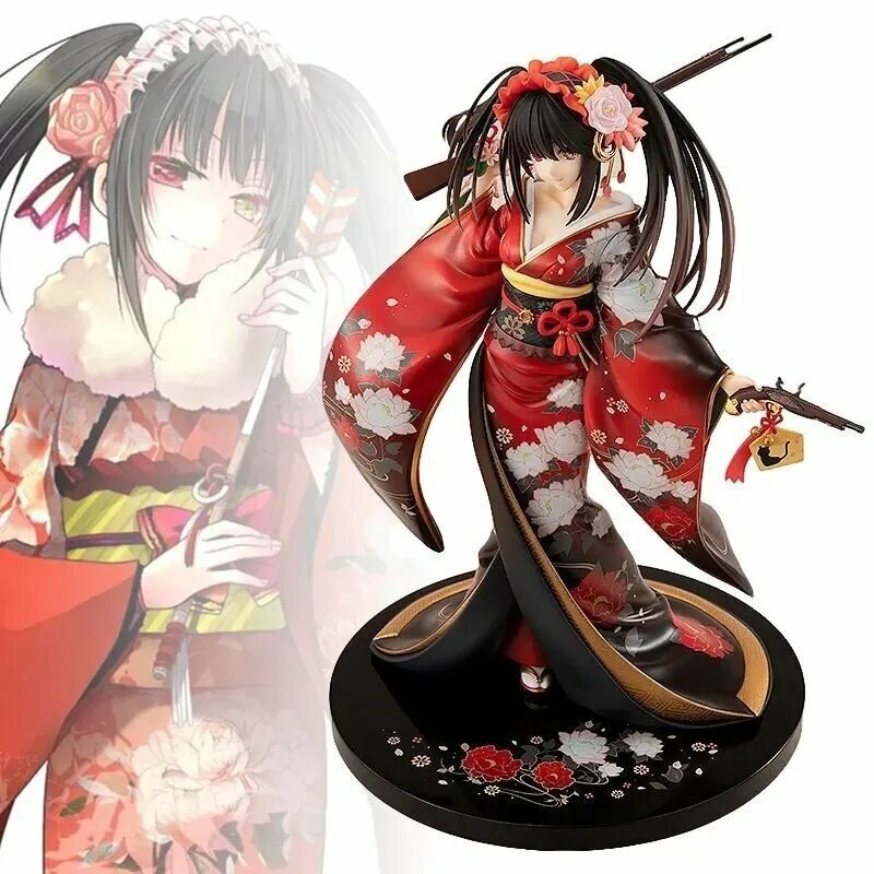 Фигурка аниме сексуальная девушка (Date A Live Anime Figure Tokisaki Kurumi Kimono Lingerie Pistol ver ) 23см-пакет