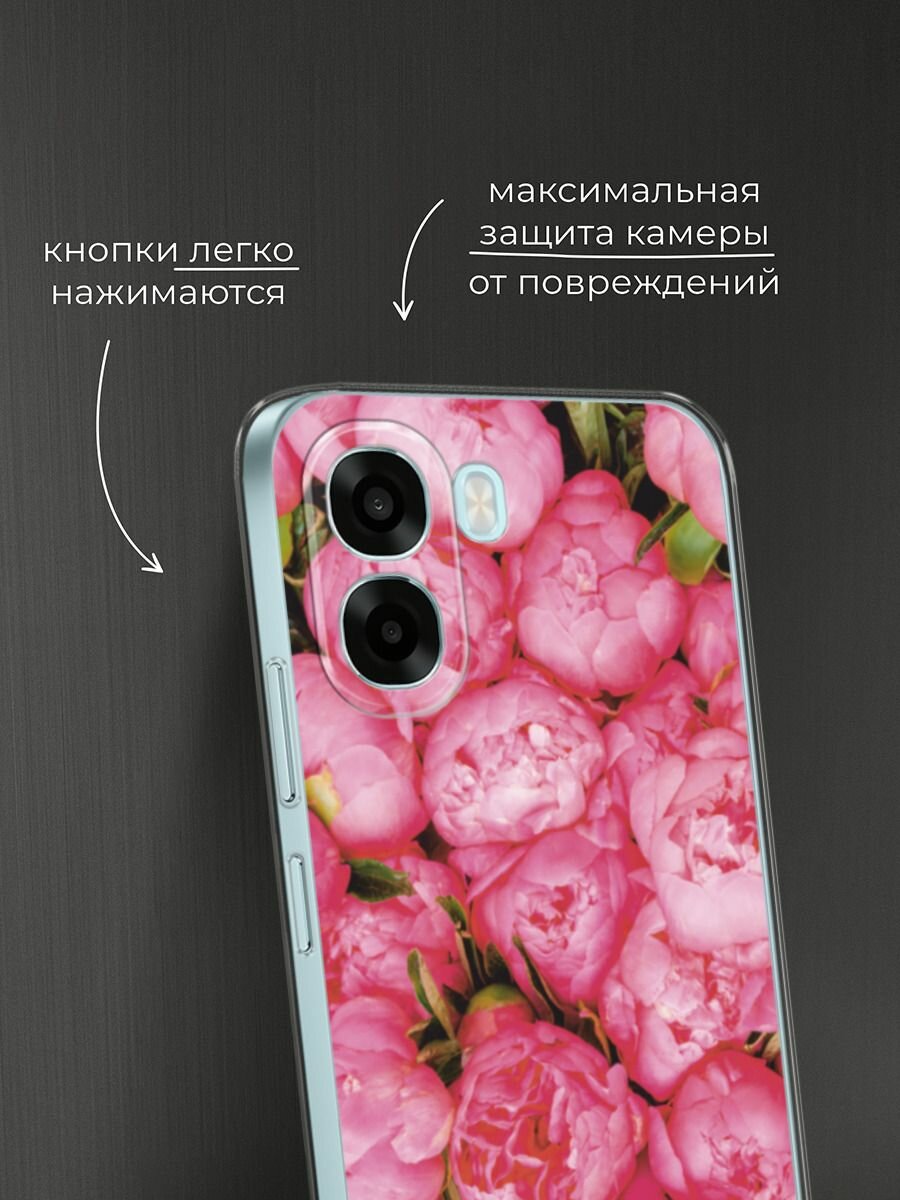 Силиконовый чехол на Oppo A6x / Оппо A6x с принтом Прекрасные пионы — фото 1