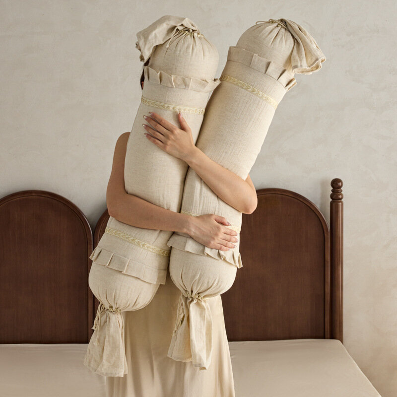 Льняная подушка-валик конфетных цветов, многофункциональная подушка-валик для сна, наполнитель для диванной подушки, льняной наполнитель для подушки-валика для сна.