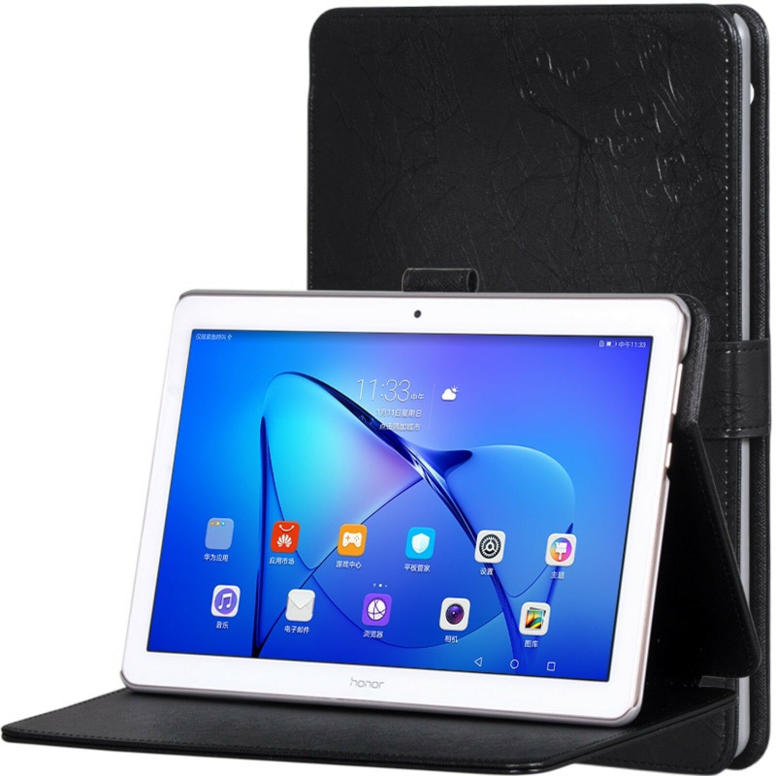 Чехол-книжка MyPads для Huawei MediaPad M5 10.8 / 10.8 Pro с узором и держателем для руки, черный