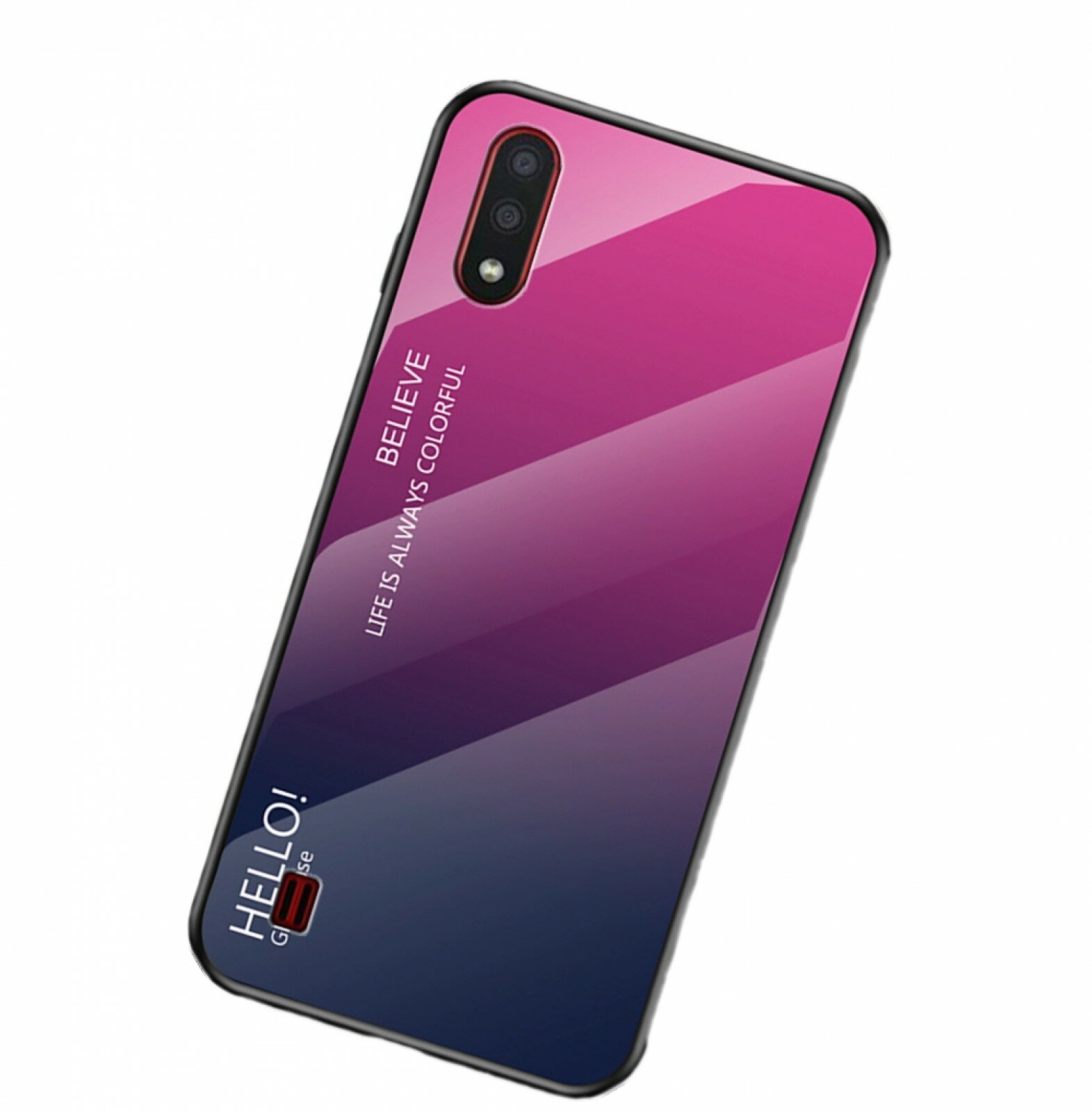 Чехол-бампер для Samsung Galaxy A01 SM-A015F (2020), панель-накладка из закаленного стекла, с переливом цвета в градиент