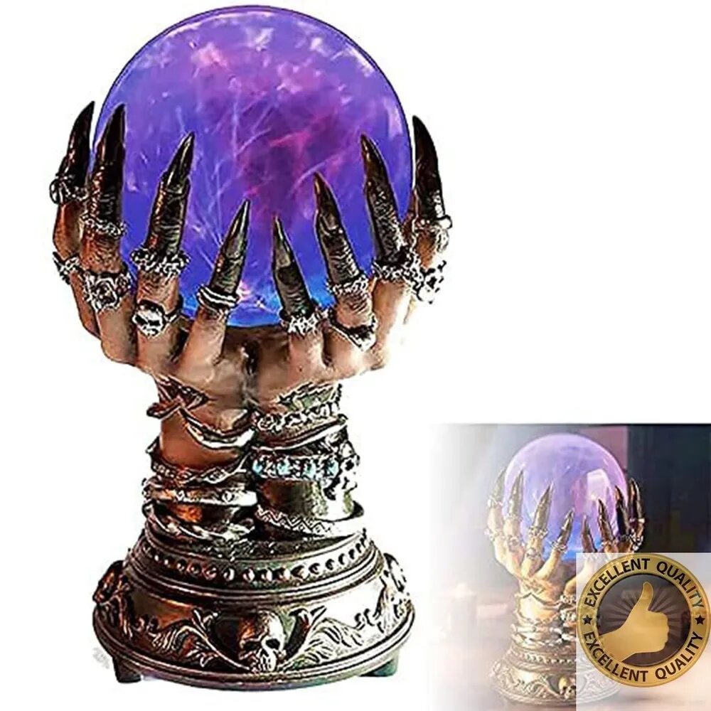 Небесный хрустальный шар на Хэллоуин, украшение для дома в стиле фэнтези, с рукой-держателем, материал металл