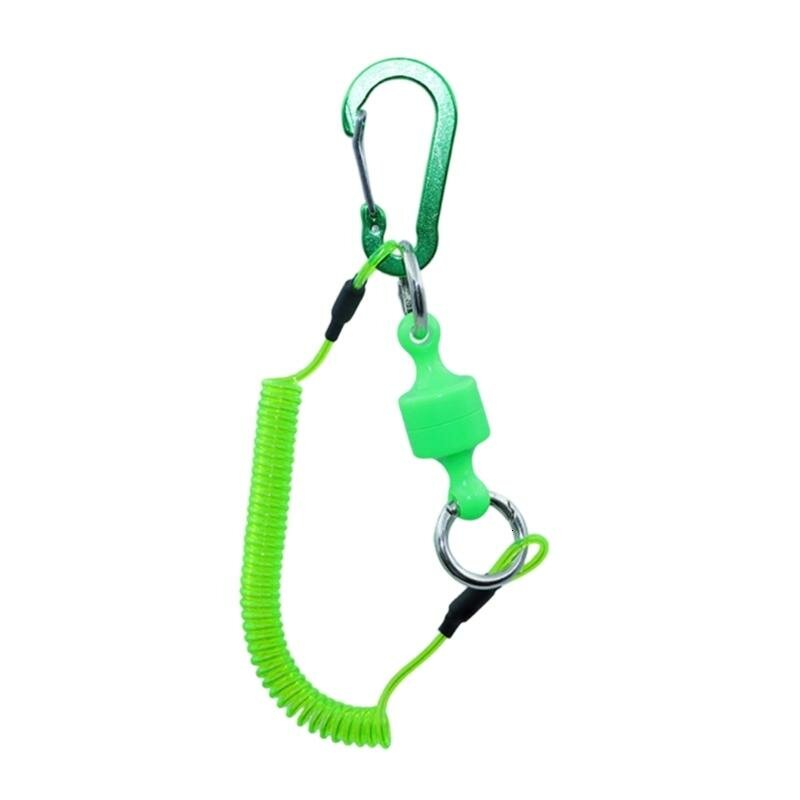 Магнитный крючок с автозахватом и страховочным шнуром, Зеленый