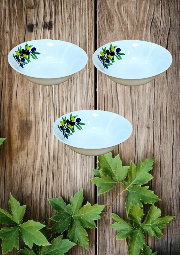 Салатник , тарелка глубокая фарфор 680 мл 3 штуки Оливки Дулевский фарфор