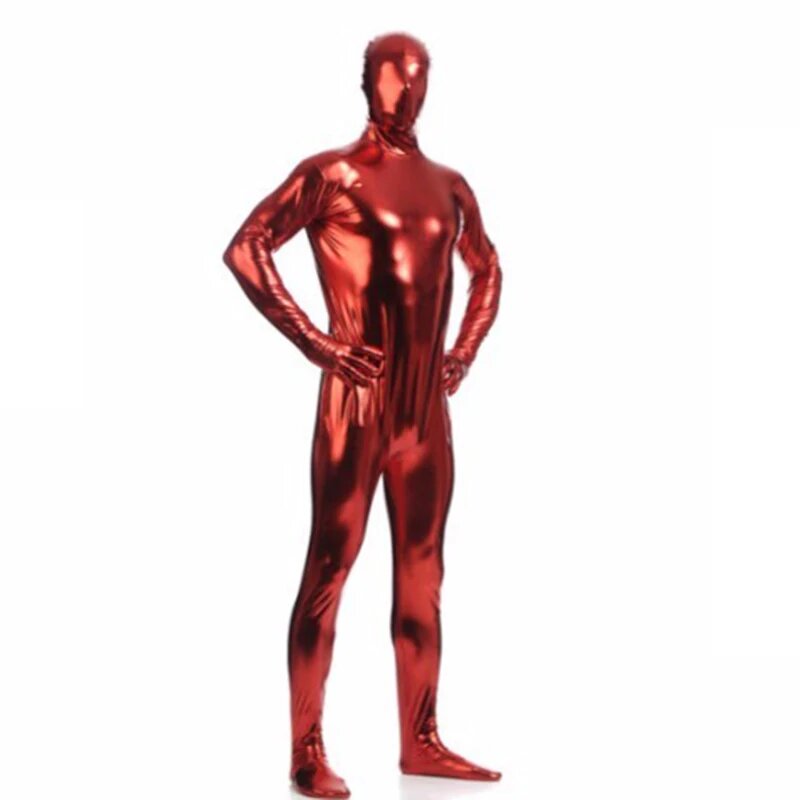 Красный Metallic Зентай Костюм для Косплея, S