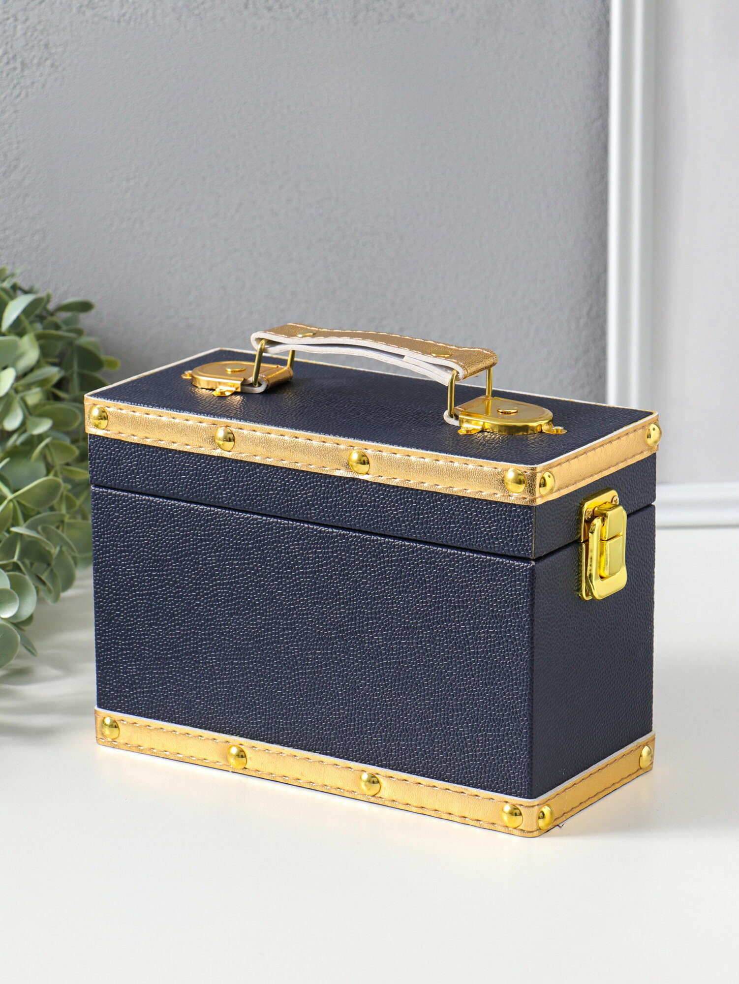 Шкатулка для украшений "Синий туман", с ручкой, 20x9x14 см, особенности шкатулки: с внутренней обивкой
