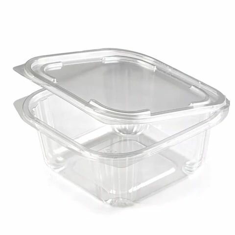 Одноразовый контейнер квадратный 500 мл, с крышкой юп-рксп, комплект 400 шт. прозрачный ПЭТ, Юпласт