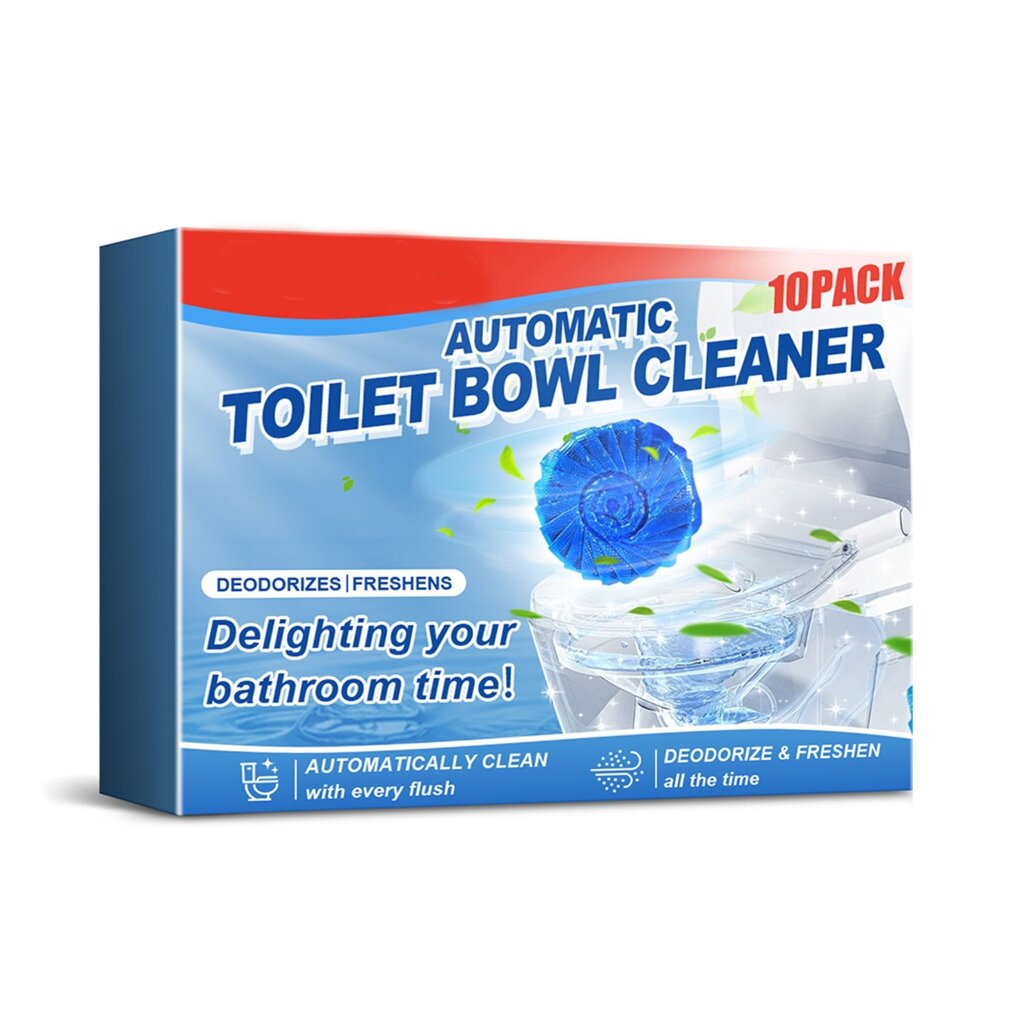 1 коробка из 10 упаковок, блок для чистки унитаза blue bubble