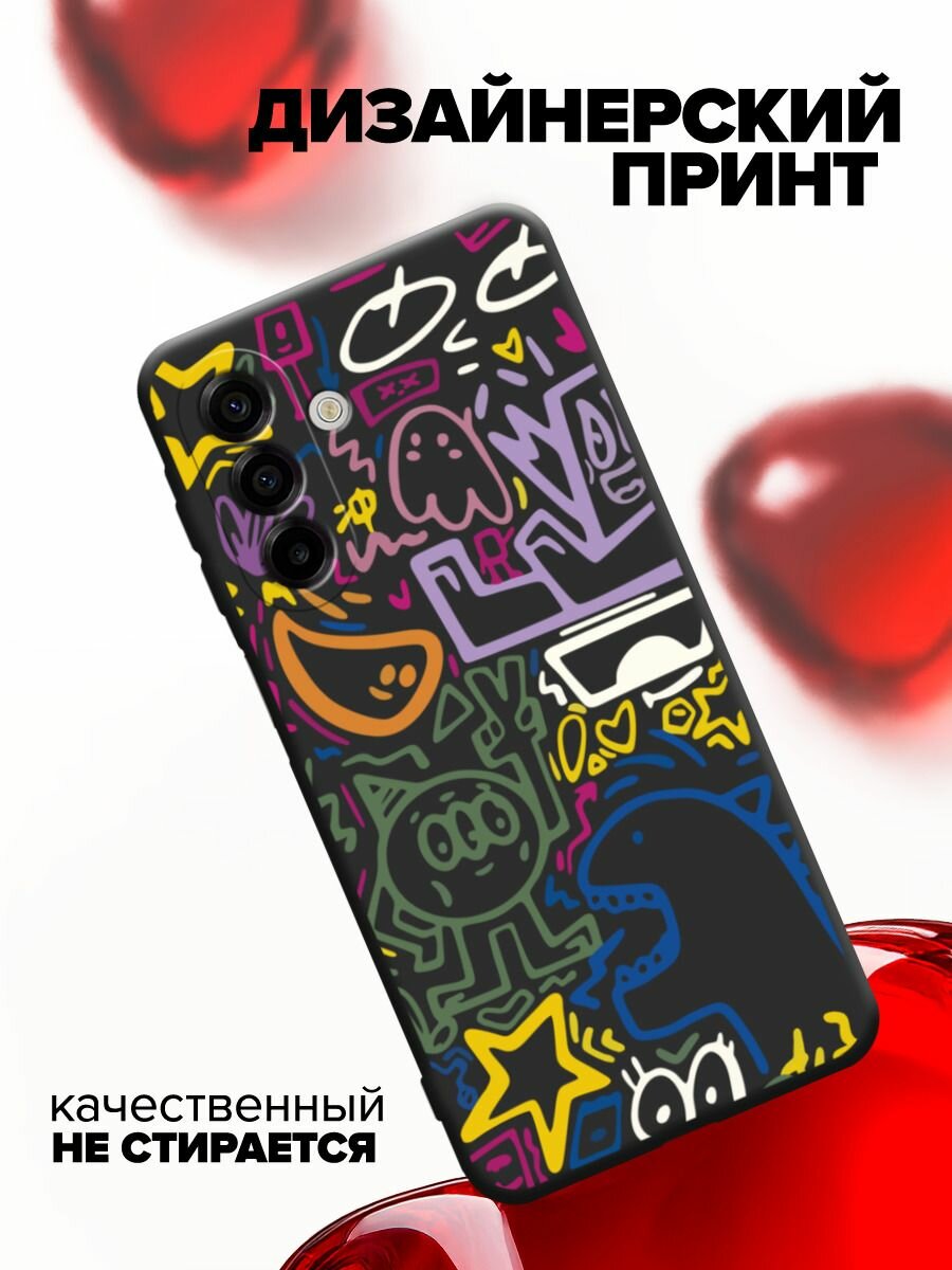 Чехол на Samsung Galaxy A17 / Самсунг А17 с принтом "Граффити с динозавром" — фото 1